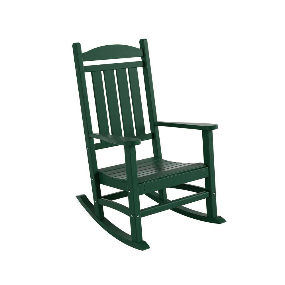 WESTINFURNITURE Kenly Dark Green Classic Plastic Outdoor Rocking Chair ...