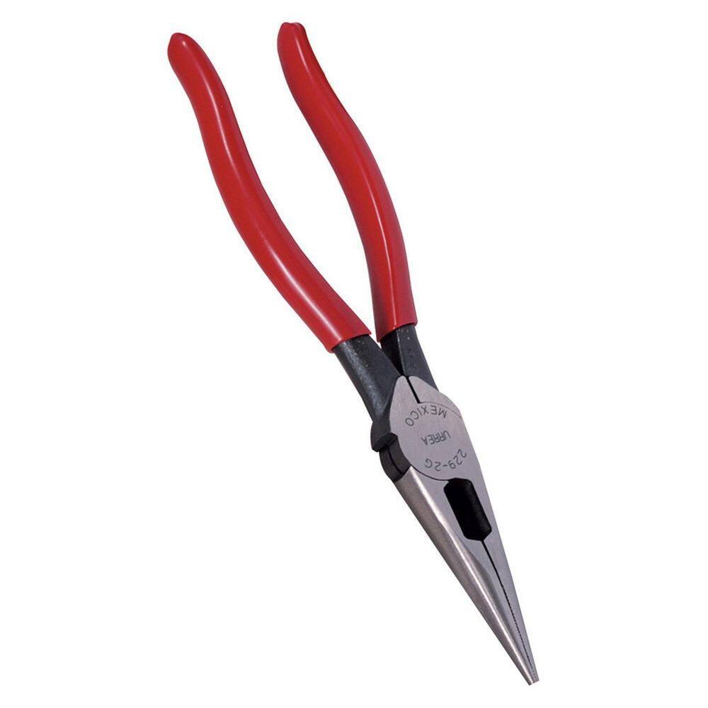 URREA 8-9/16 in. Long Rubber Grip Long-Nose Pliers - Side Cutting, High ...