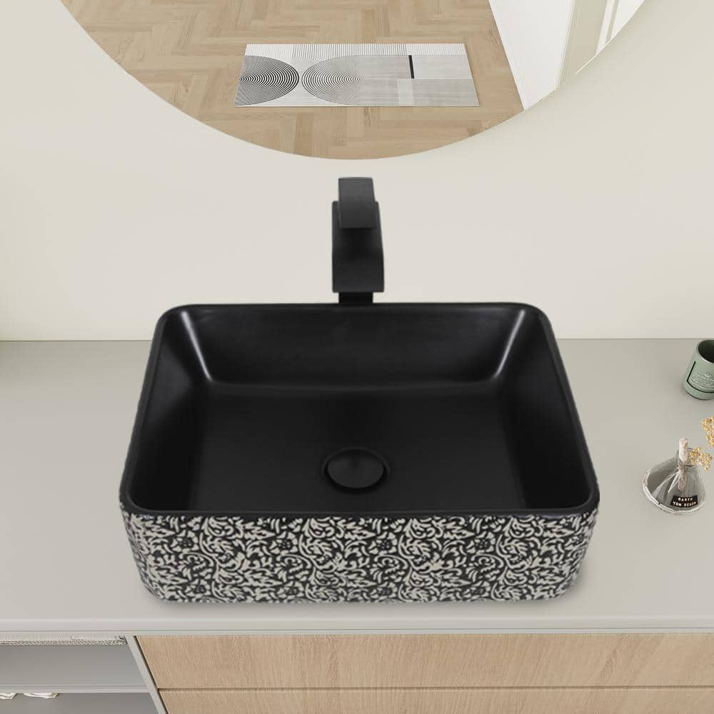 Puluomis 18.9 in. Elegant Hand-Painted Rectangular Ceramic Bathroom ...