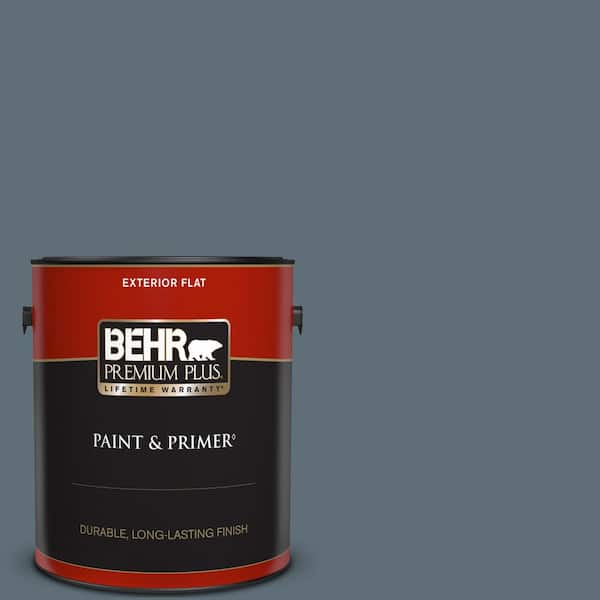 BEHR PREMIUM PLUS 1 gal. #N480-6 NYPD Flat Exterior Paint & Primer ...