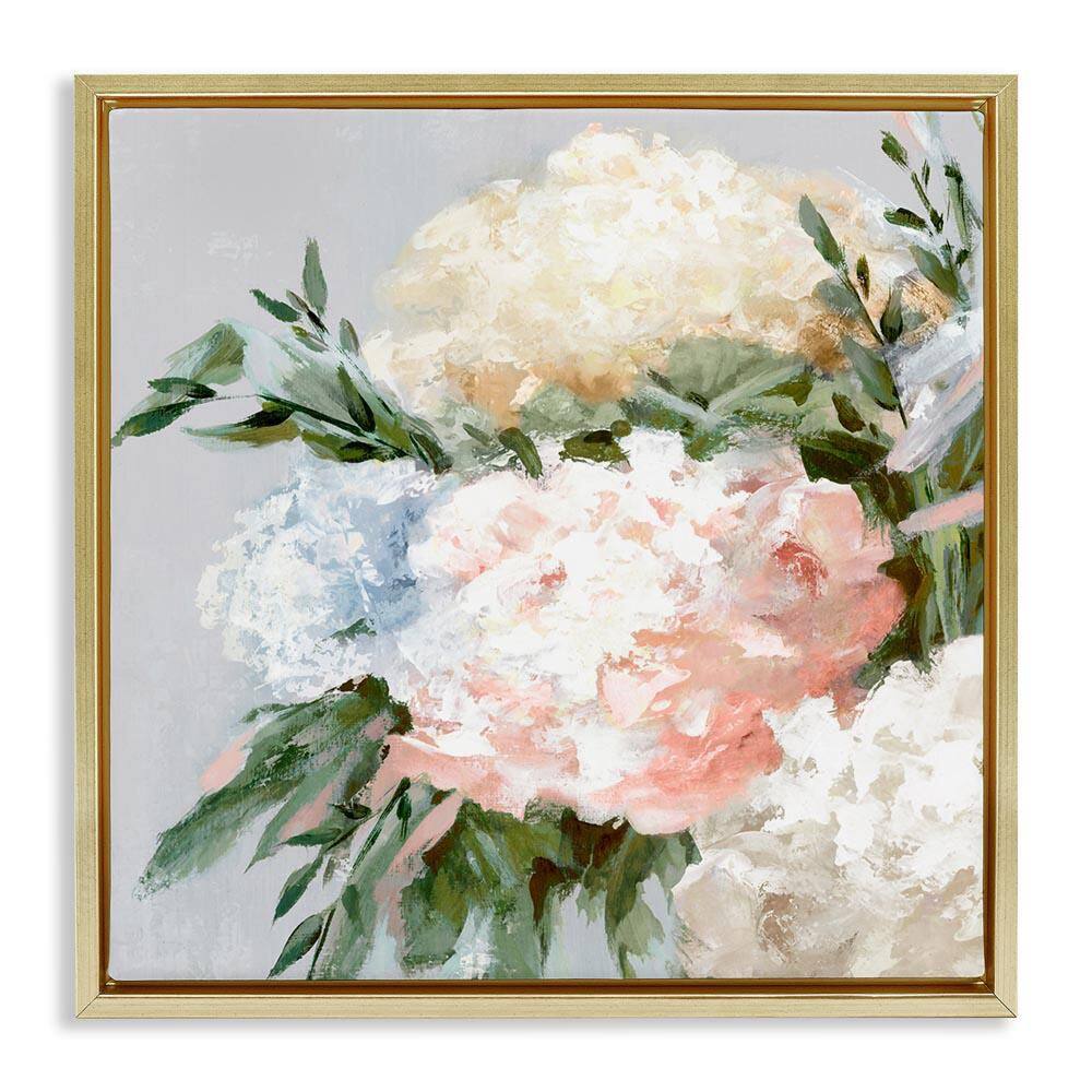 Stupell Industries Pastel Hydrangea Blossoms by Alex Black Gold Floater ...