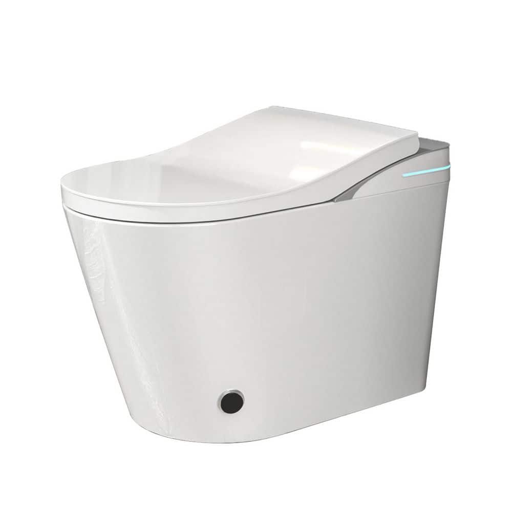 Amucolo 1-Piece 1.28GPF Elongated Smart Bidet Toilet in White with Heat ...