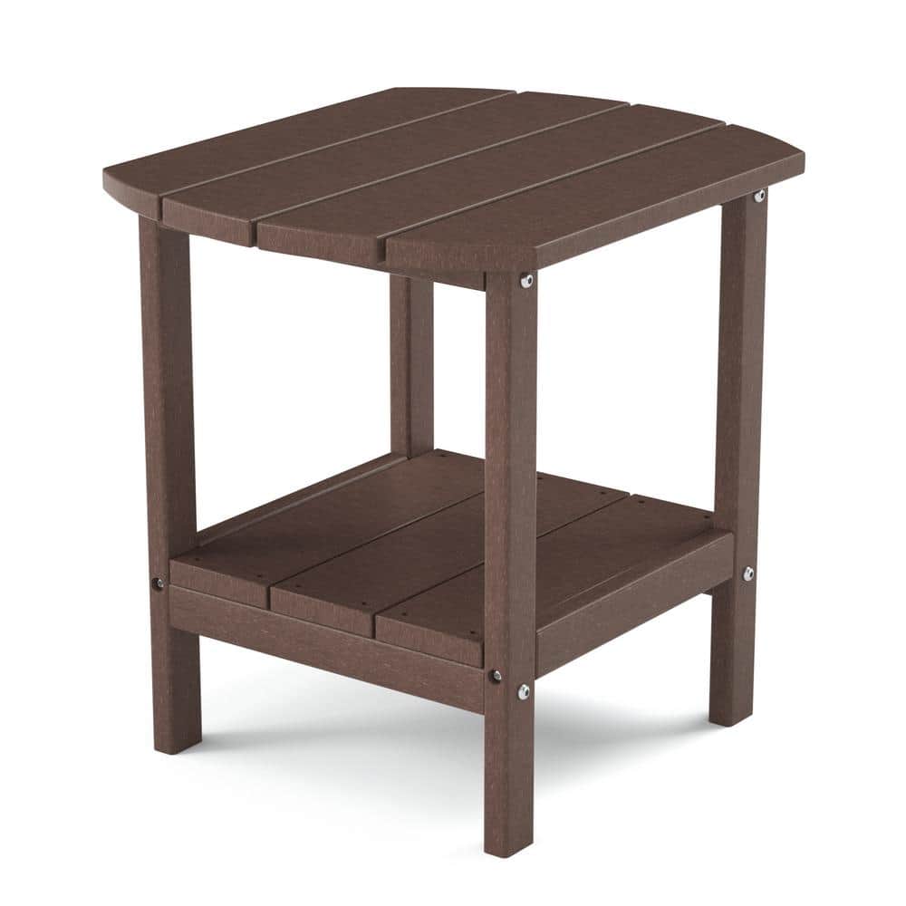 Brown HDPE Plastic Adirondack Outdoor Two-Shelf Side Table ST-HE02-BR ...