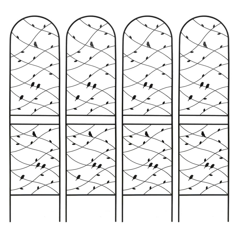 Miscool Avex Black 4-Pieces 19.7 in. W x 86.7 in. H Metal Garden Trellis for Climbing Plants ...
