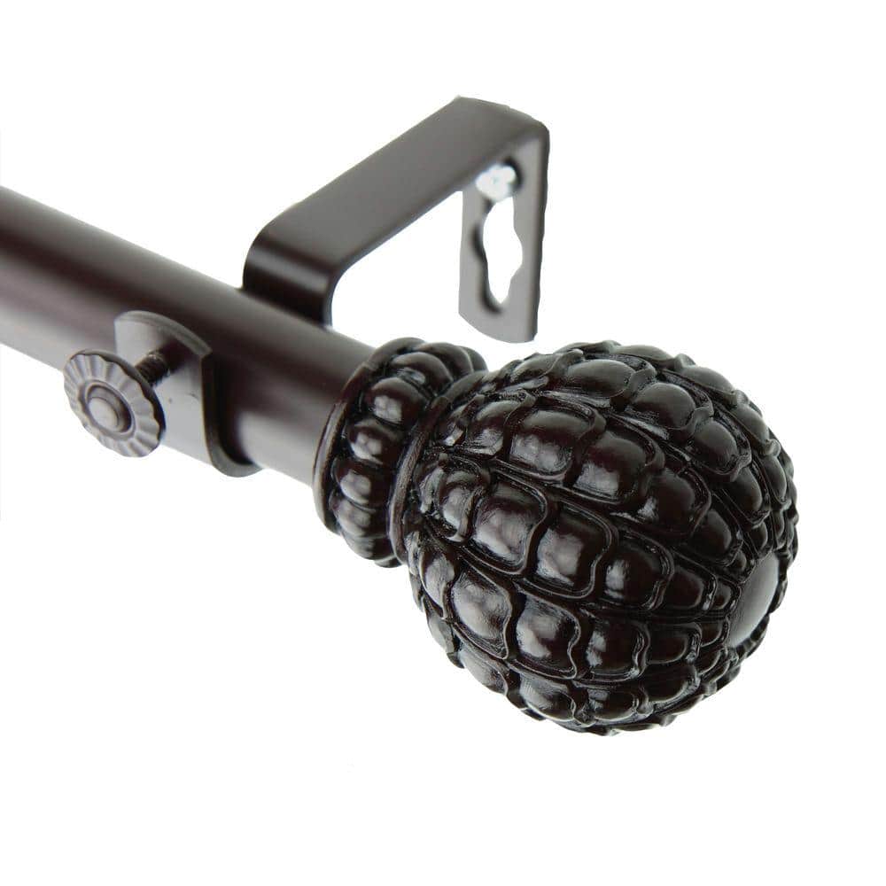 Rod Desyne 66 in. - 120 in. 1 in. Pod Single Curtain Rod Set in ...