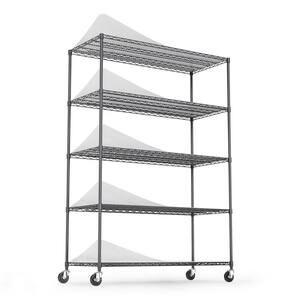 FUNKOL 5-Tier Heavy Duty Steel Wire Shelving Unit in Black (82 in. W x ...
