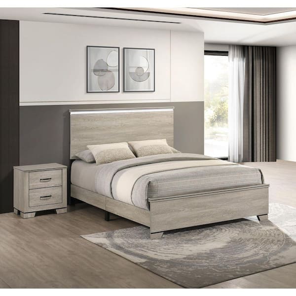Best Quality Furniture Steph 2-Piece Greige (Gray and Beige) Rustic Oak ...