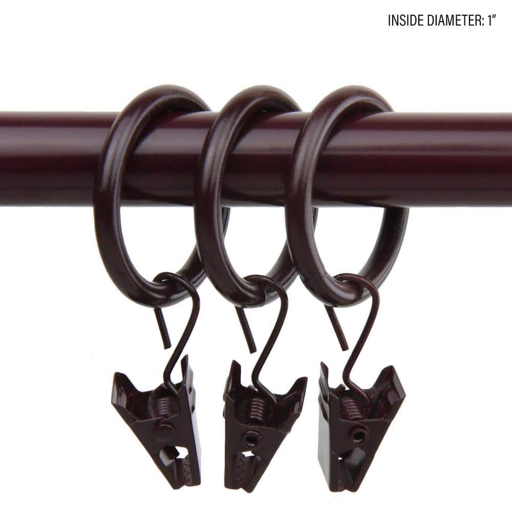 Rod Desyne Mahogany Brass Curtain Rings with Clips (Set of 10) 1928-016 ...