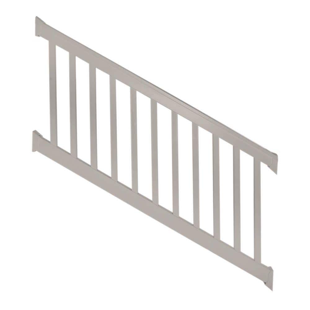 Weatherables Vanderbilt 3 ft. H x 8 ft. W Tan Vinyl Stair Railing Kit ...