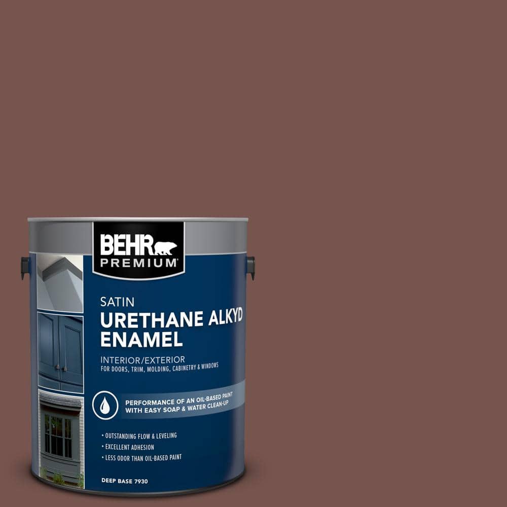 BEHR PREMIUM 1 gal. #PPU2-20 Oxblood Urethane Alkyd Satin Enamel ...