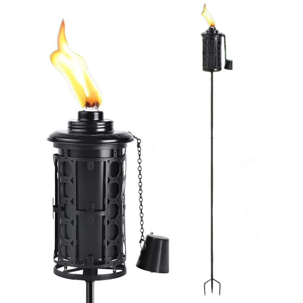 MOEPISY 6-Pack Home Garden Torch, Black Outdoor Metal Torch Garden ...