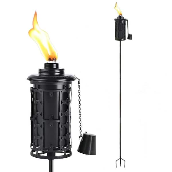 MOEPISY 6-Pack Home Garden Torch, Black Outdoor Metal Torch Garden ...
