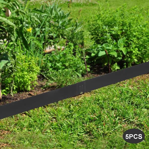 YIYIBYUS Metal Lawn Edging 39 in. W x 3 in. H Black Steel Landscape ...