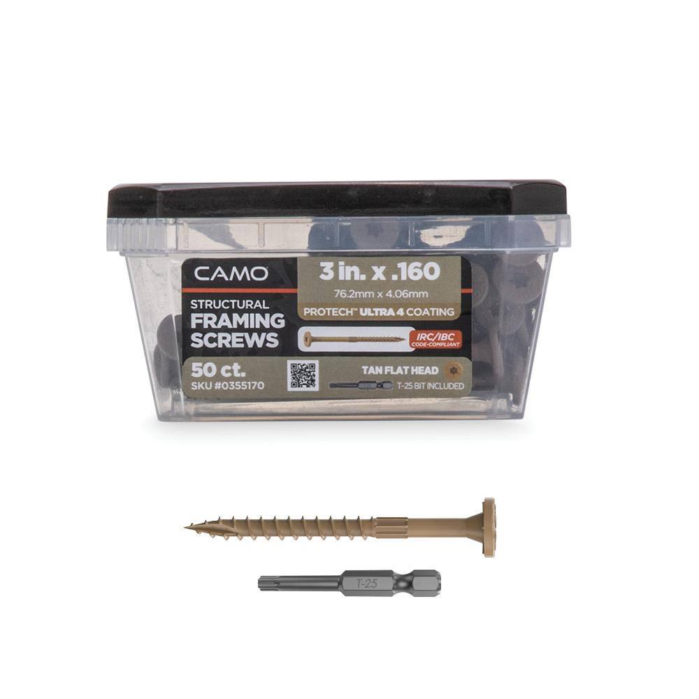 CAMO 0 16 In X 3 In Star Drive Flat Head Structural Framing Wood Screw camo-0-16-in-x-3-in-star-drive-flat-head-structural-framing-wood-screw