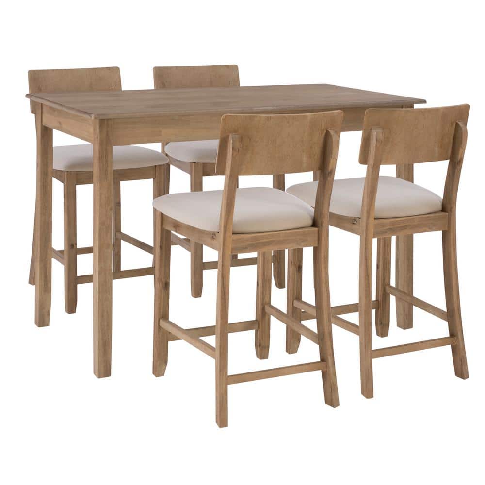 Linon Home Decor Rodman 5-Piece Rectangle Graywash Wood Top Counter ...