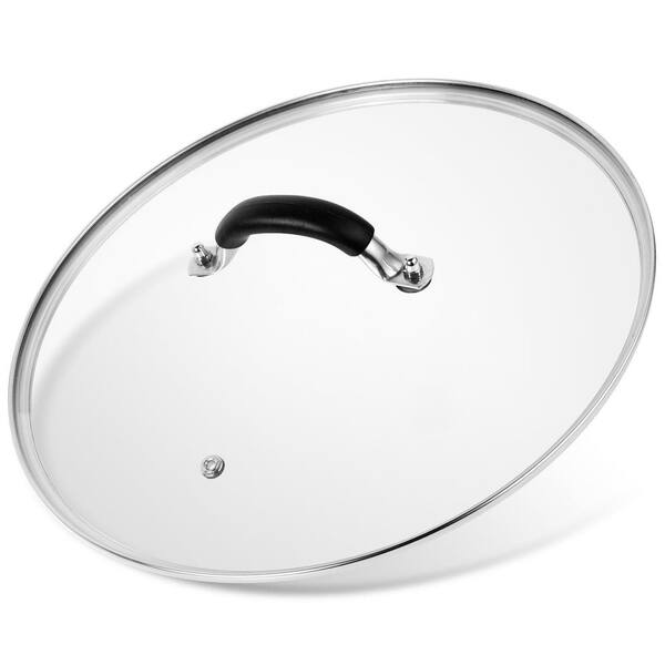 Esepony 12 in. Glass and Stainless Steel Pan Lid with Handle for ...