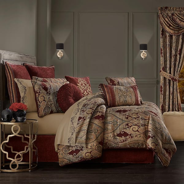 QUEEN STREET NEW YORK Georgia Red Polyester Red King 4Pc. Comforter Set ...