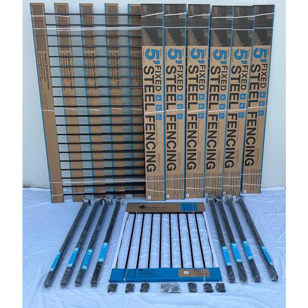 Reviews for 4.84 ft. x 48 ft. Blk Ornamental Space Bar Flat Metal Fence ...