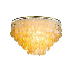 ALOA DECOR 3-Lights Unique Antique Bronze Tiered Capiz Chandelier with ...