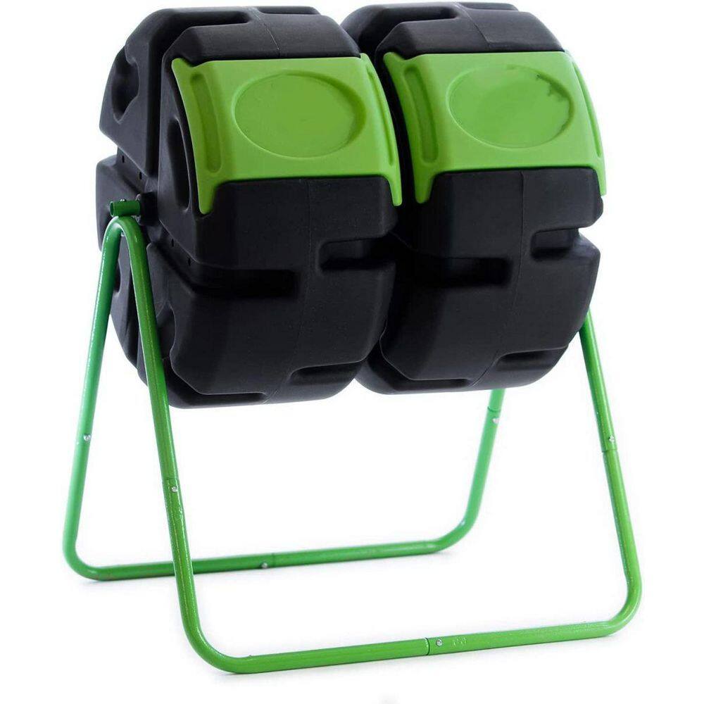 5 cubic foot-foot bilateral rolling compost container-black, green ...