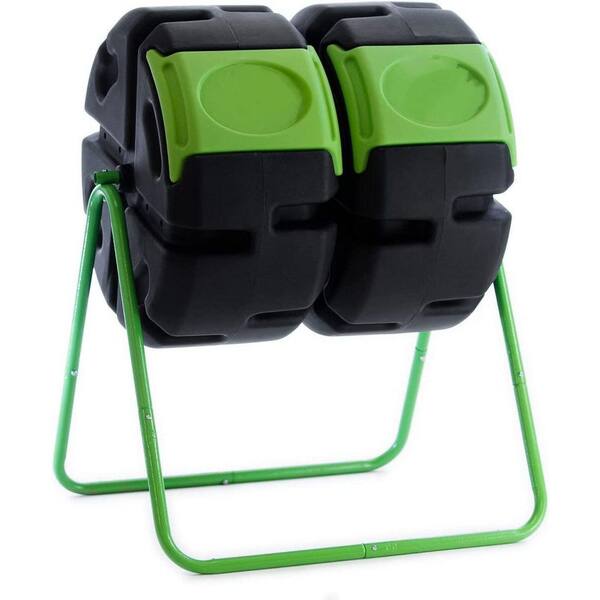 5 cubic foot-foot bilateral rolling compost container-black, green ...