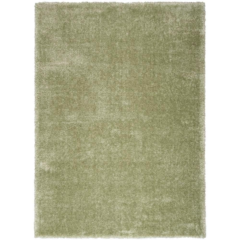 Nourison Pacific Shag Green 5 ft. x 7 ft. Solid Contemporary Area Rug ...