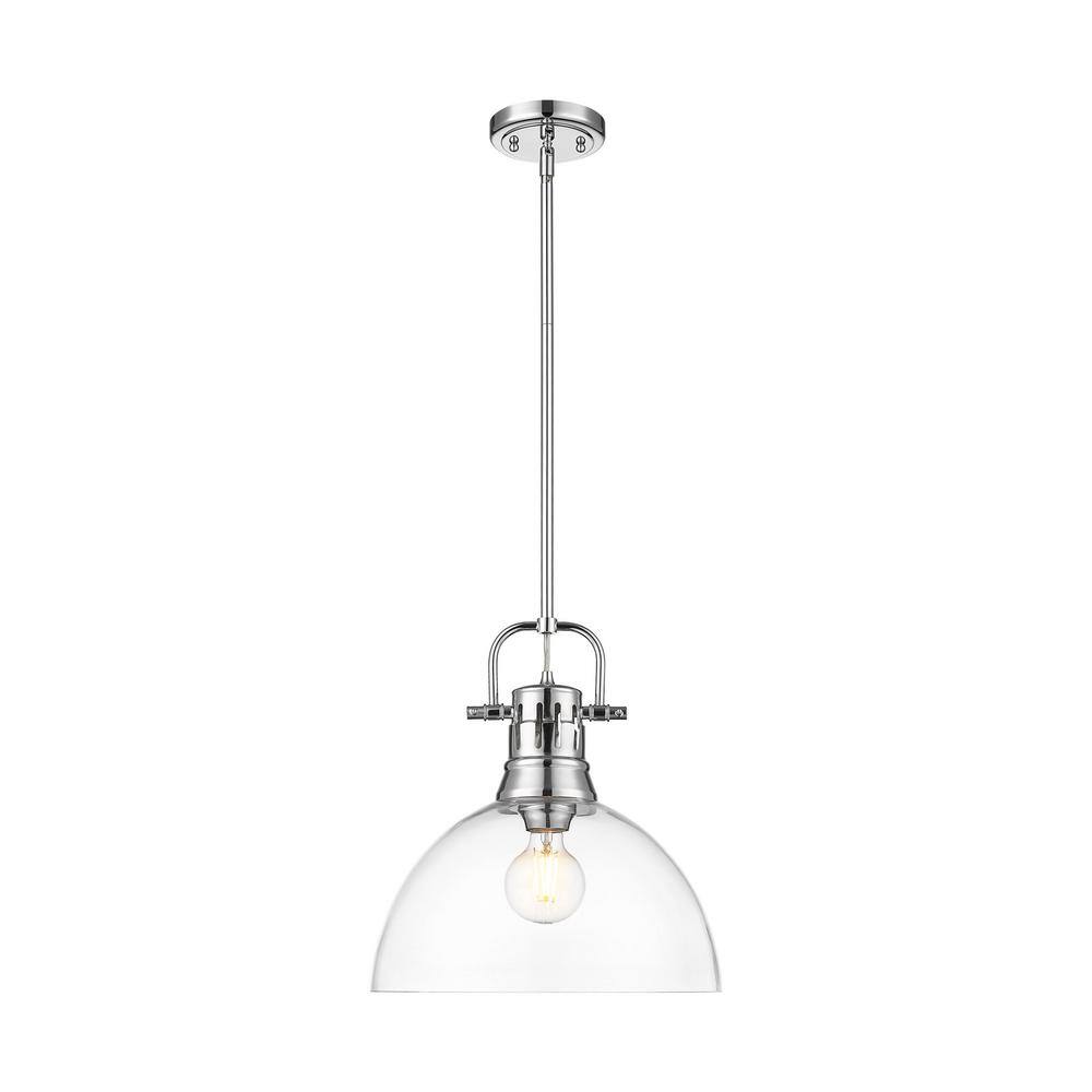 Golden Lighting Duncan 100-Watt 1-Light Chrome Pendant Light with Glass ...