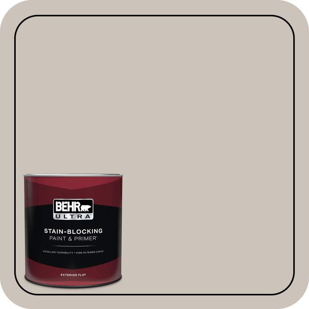 BEHR ULTRA 1 qt. #N200-2 Doeskin Gray Flat Exterior Paint & Primer ...