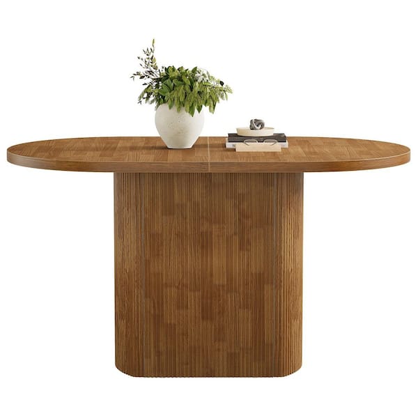 BYBLIGHT Capen 47.24 in. Oval Brown Wood Computer Desk Conference Table ...