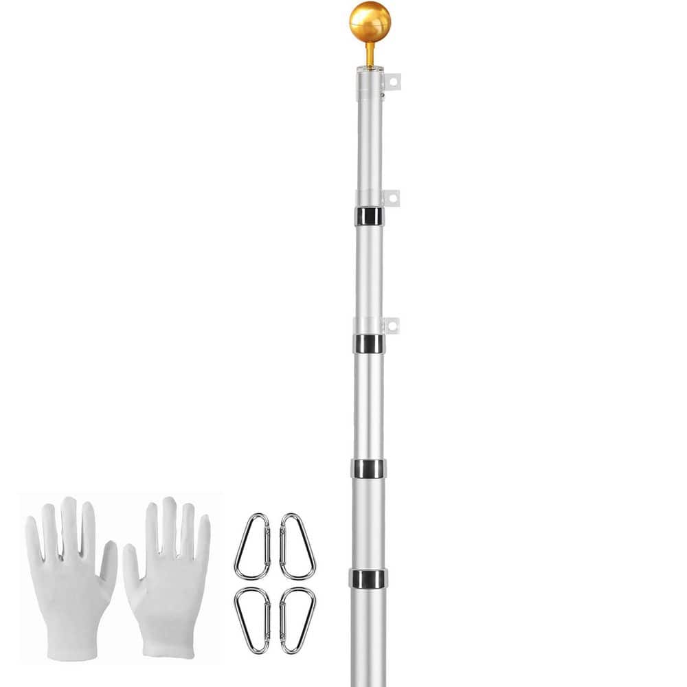 SVOPES 20 ft. Telescoping Flagpole Kit, Heavy Duty Aluminum Alloy ...