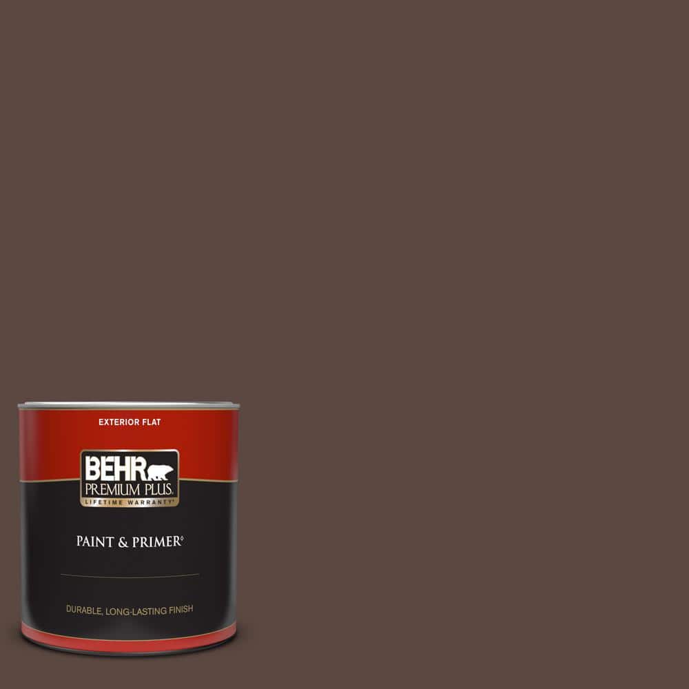 BEHR PREMIUM PLUS 1 qt. #N170-7 Baronial Brown Flat Exterior Paint ...