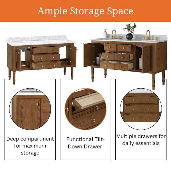 Home Decorators Collection Collette 60 in. Double Sink Greige Bath ...