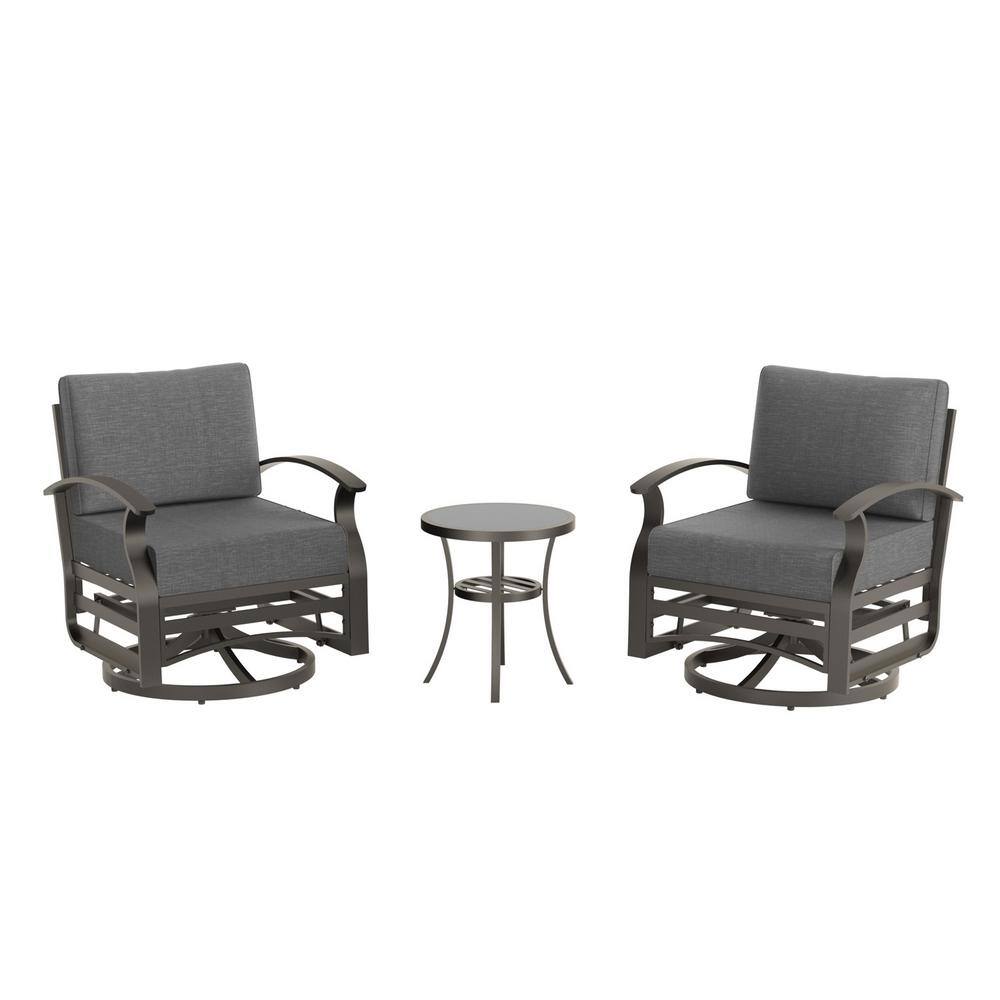 Halmuz 3-Piece Aluminum Swivel Outdoor Rocking Chairs Patio ...