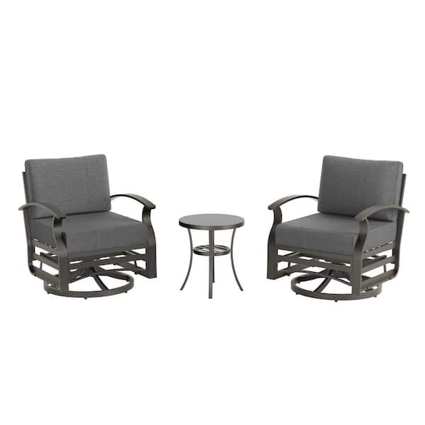 Halmuz 3-Piece Aluminum Swivel Outdoor Rocking Chairs Patio ...