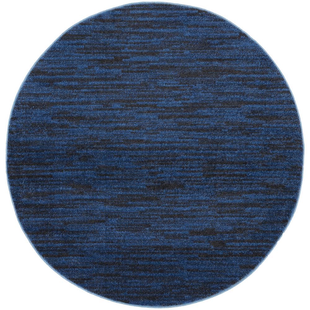 Nourison Essentials 4 ft. x 4 ft. Midnight Blue Round Solid ...