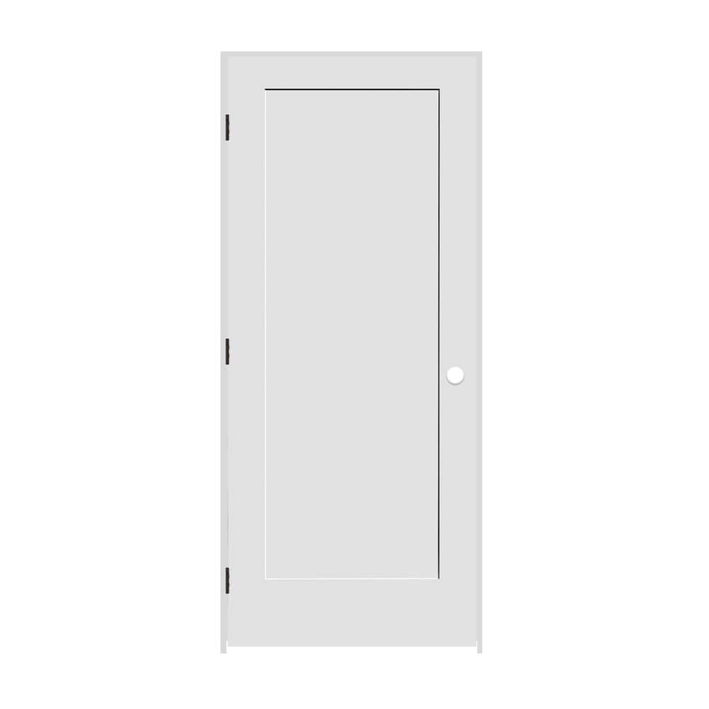 CODEL DOORS 18 in. x 80 in. 1-Panel Right Hand Solid Wood Primed White ...