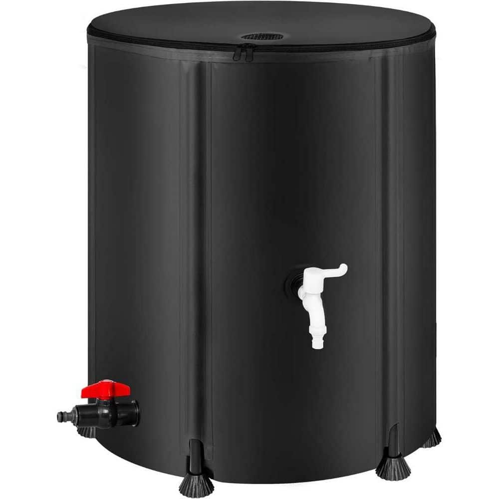 OGETFUUR 53 gal. Black PVC Collapsible Portable Rain Barrel Rainwater ...