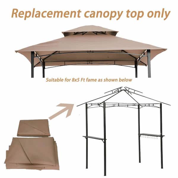 8 x 5 Ft Outdoor Patio Gazebo Replacement Canopy, Double Tiered BBQ ...