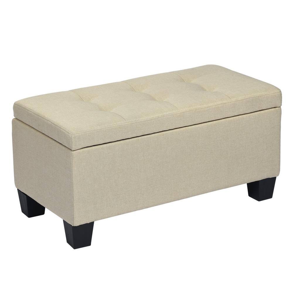 Homy Casa 30 in. Storage Tufted Stitching Fabric Upholstered Ottoman ...