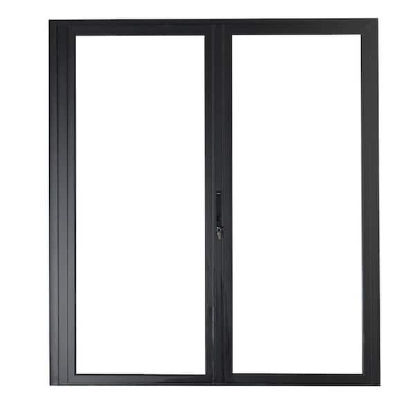 TEZA DOORS Teza 85 Series 72 in. x 96 in. Matte Black Right to Left ...