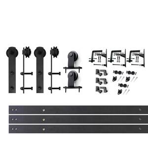 HOMACER 20 ft./240 in. Black Rustic Triple Track Bypass Sliding Barn ...