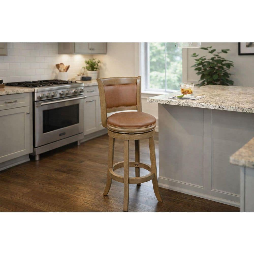 Boraam Augusta 26 in. Swivel Caramel/Distressed Sandrift Wood Kitchen ...