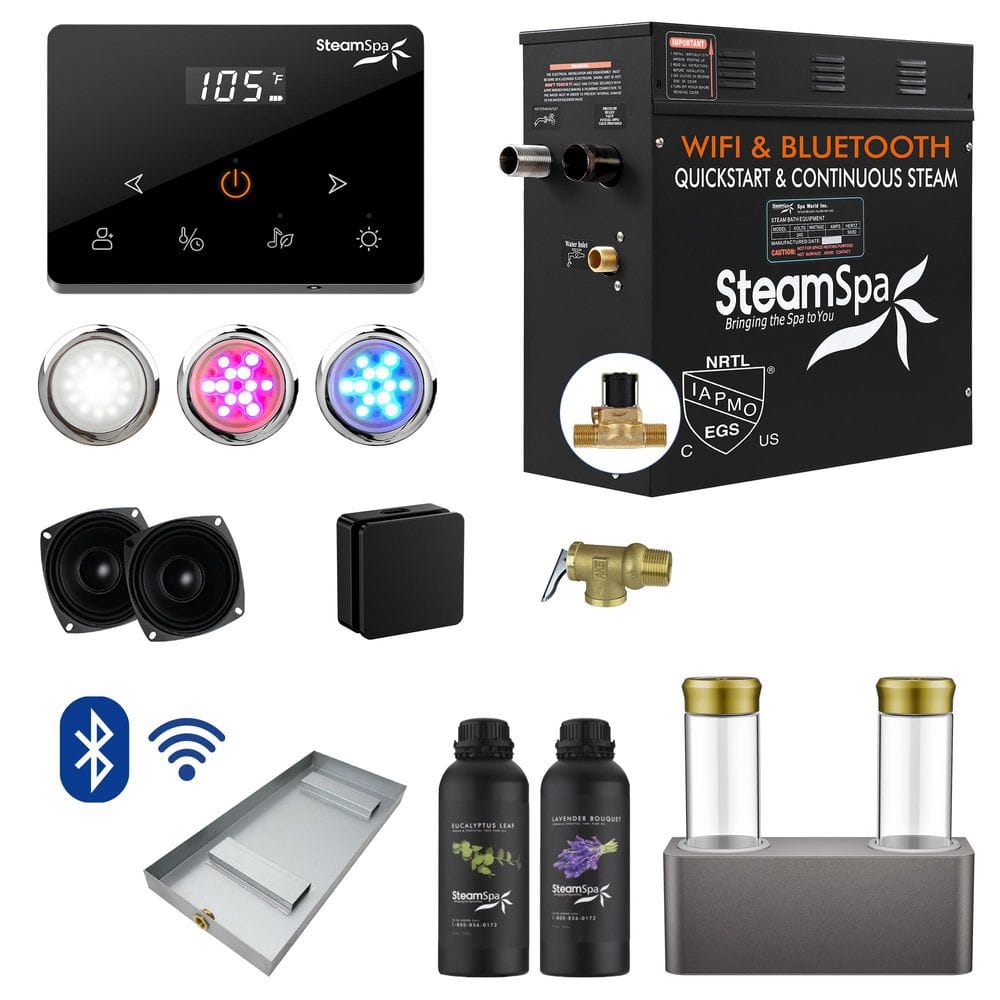 SteamSpa Black Series 6KW Steam Bath Generator with Wireless Remote ...