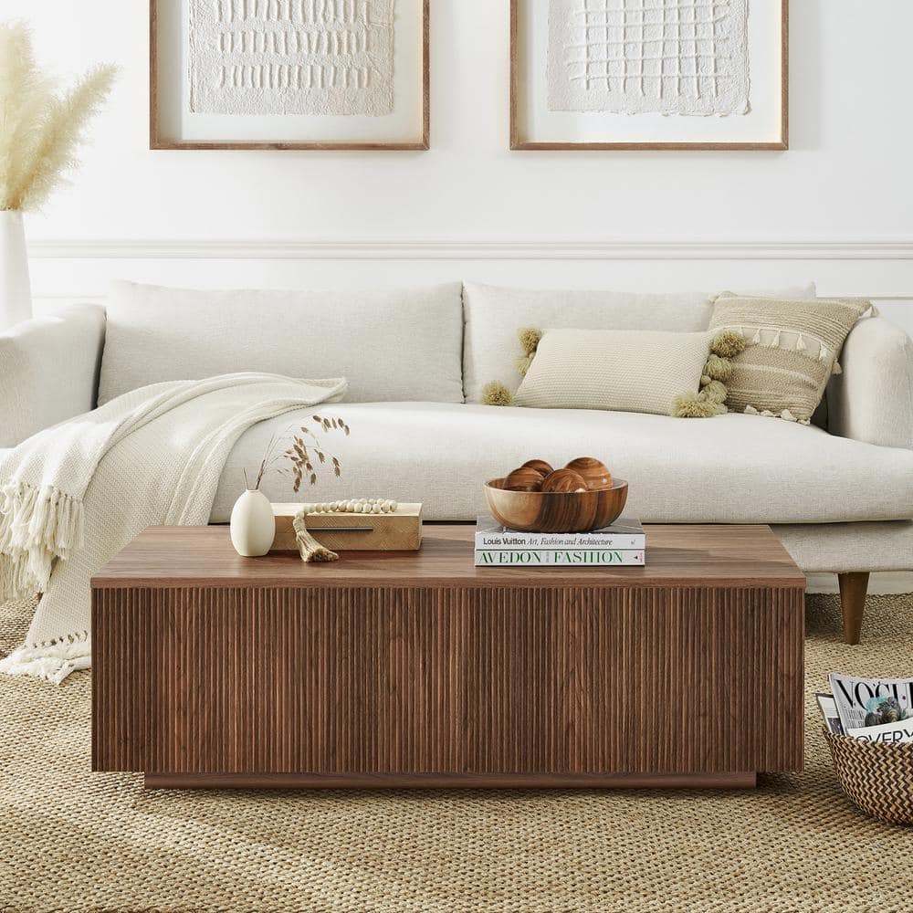 Meyer&Cross Reyes 47.5 in. Satin Walnut Rectangle MDF Top Coffee Table ...