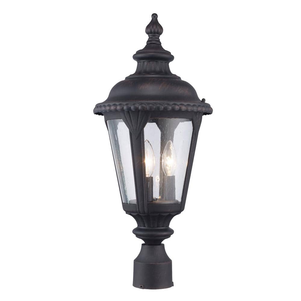 Bel Air Lighting Commons 3-Light Rust Outdoor Lamp Post Light Fixture ...