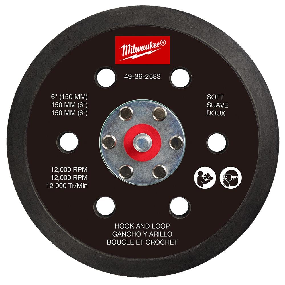 Milwaukee 6 in. Hook and Loop Sander Backing Pad - Soft 49-36-2583 ...