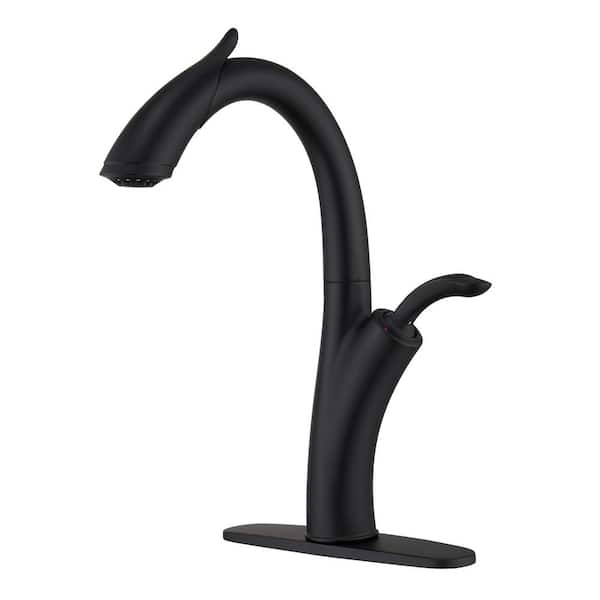 Mondawe Scroll Wand High Arc Pull Down Sprayer Kitchen Faucet Single ...