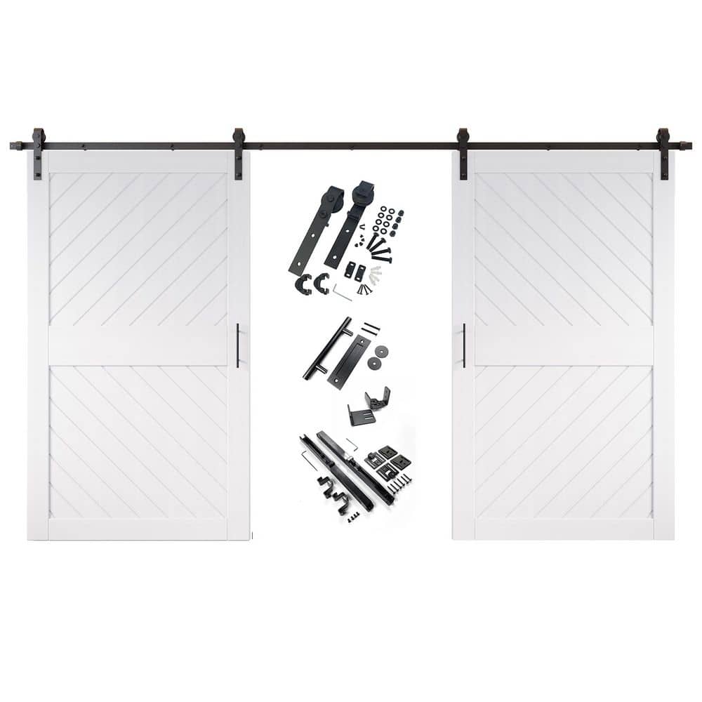 HOMACER XT3 42 in. x 84 in. C-Panel White Slanted Stripe Design Double ...