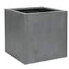 PotteryPots Block Extra Large 24 in. Tall Grey Fiberstone Indoor ...