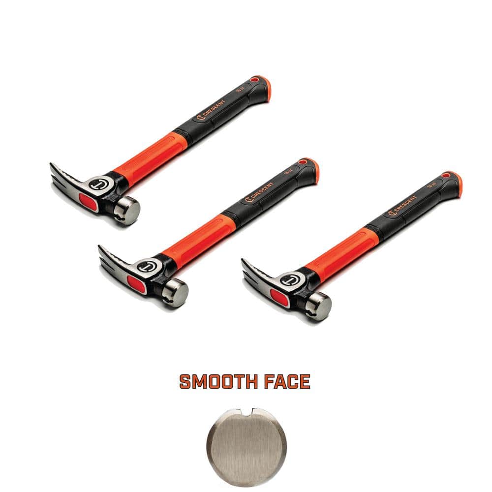 Crescent 20 oz. Fiberglass General Purpose Hammer Contractors Pack (3 ...